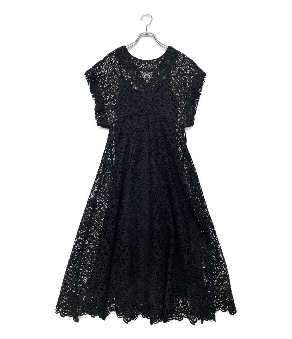 美品 アメリ 半袖ワンピース MEDI 2WAY FLARE CHEMICAL LACE DRESS