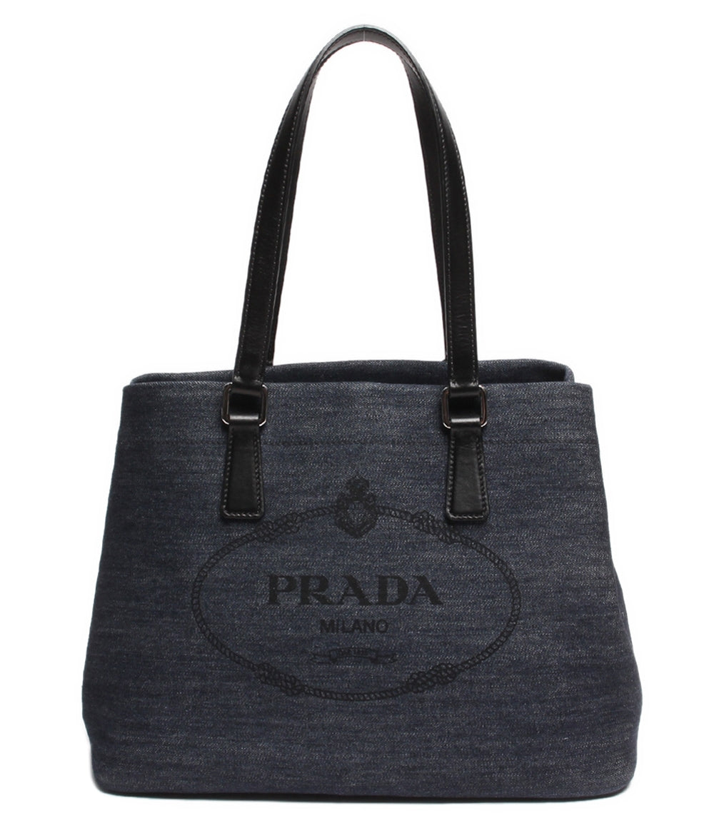 プラダ トートバッグ ショルダーバッグ シルバー金具 デニムトート BLU+NERO 1BG356 レディース PRADA – Rehello by BOOKOFF